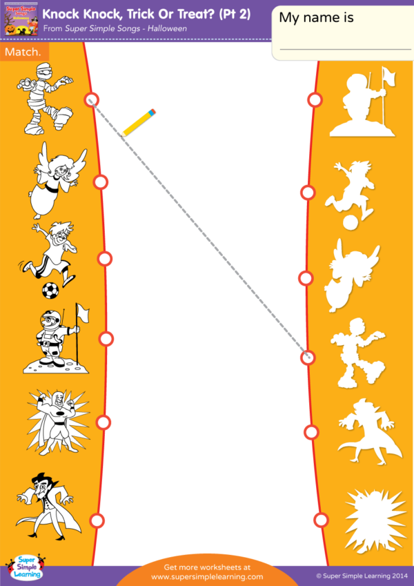 Knock Knock, Trick Or Treat? (Part 2) Worksheet - Match - Super Simple