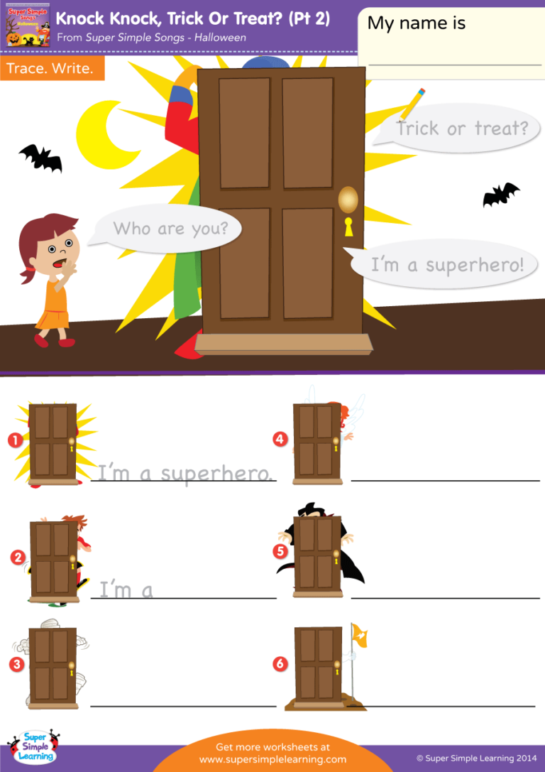 Knock Knock, Trick Or Treat? (Part 2) Worksheet - Who's There? - Super ...
