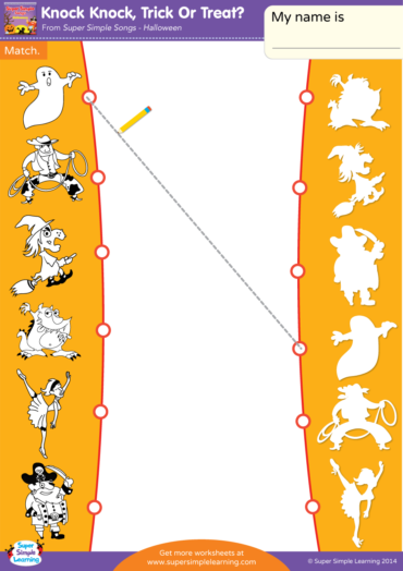 Knock Knock, Trick Or Treat? Worksheet - Match - Super Simple