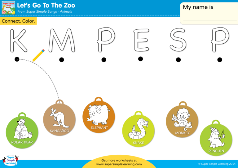Let's Go To The Zoo Worksheet - Uppercase Letter Matching - Super Simple