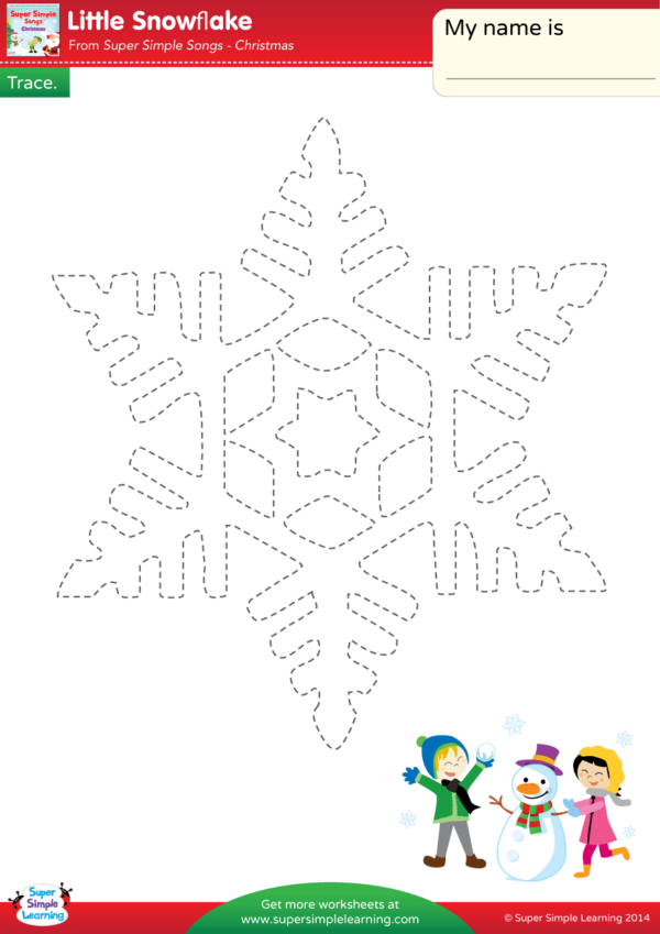 Little Snowflake Worksheet - Trace The Snowflake - Super Simple