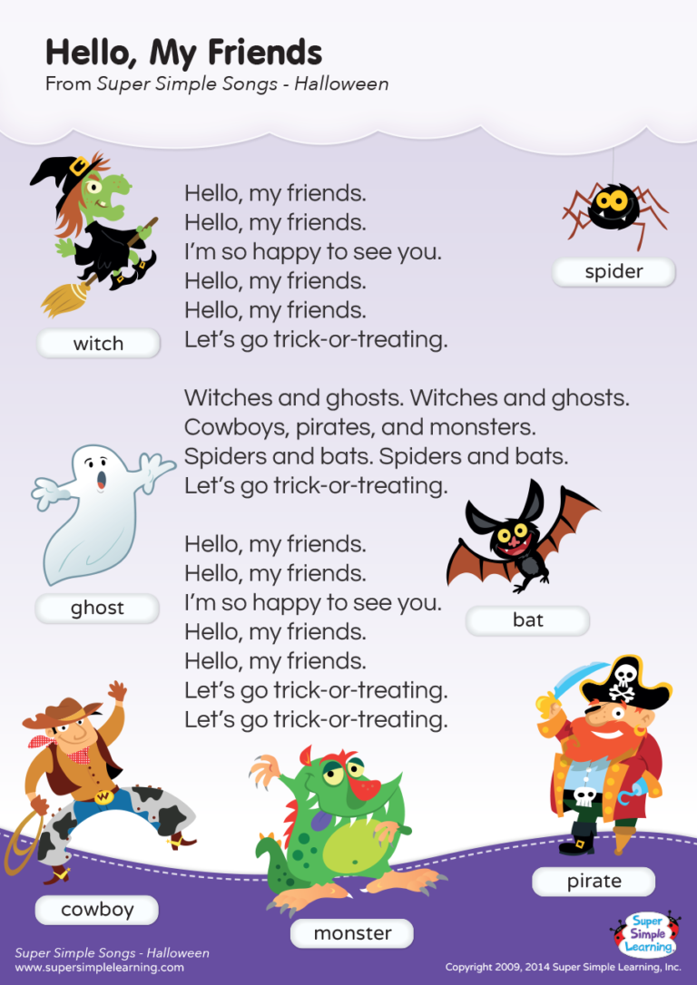 Hello, My Friends Lyrics Poster - Super Simple