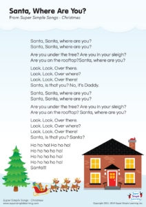 Santa, Where Are You? Lyrics Poster - Super Simple
