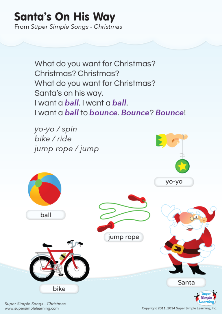 Santa's On His Way Lyrics Poster - Super Simple