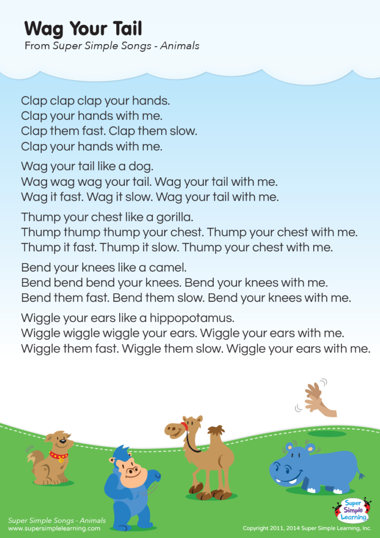 Wag Your Tail Lyrics Poster - Super Simple