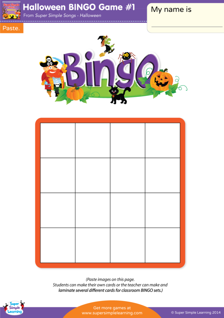 Halloween BINGO Game #1 - Super Simple