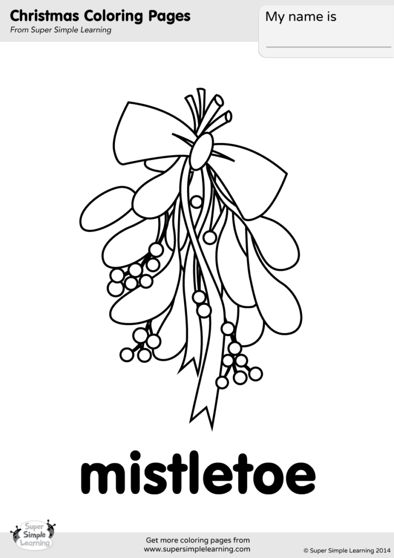 Mistletoe Coloring Page - Super Simple