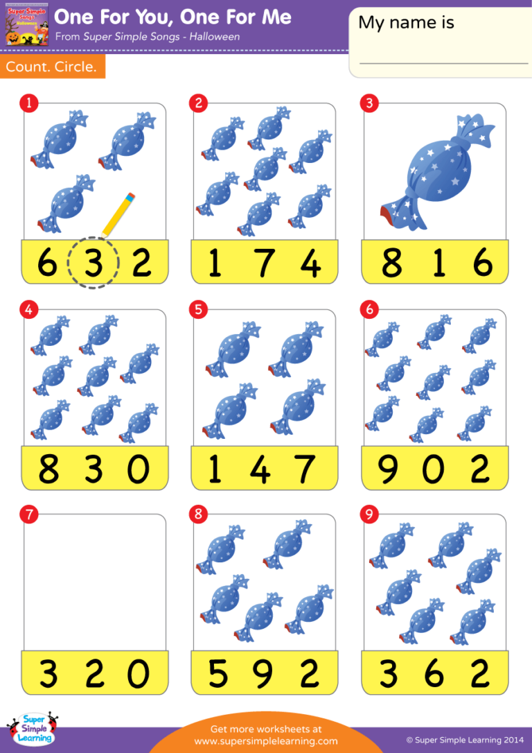 One For You, One For Me Worksheet - Count & Circle - Super Simple