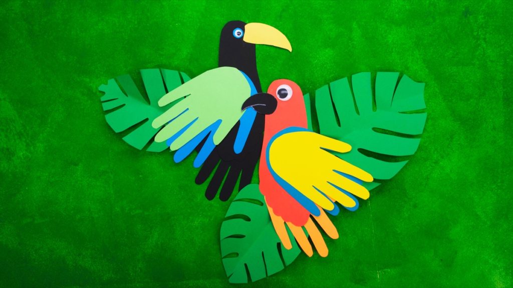 Parrot Craft with Foot and Hand Cut Outs - Super Simple