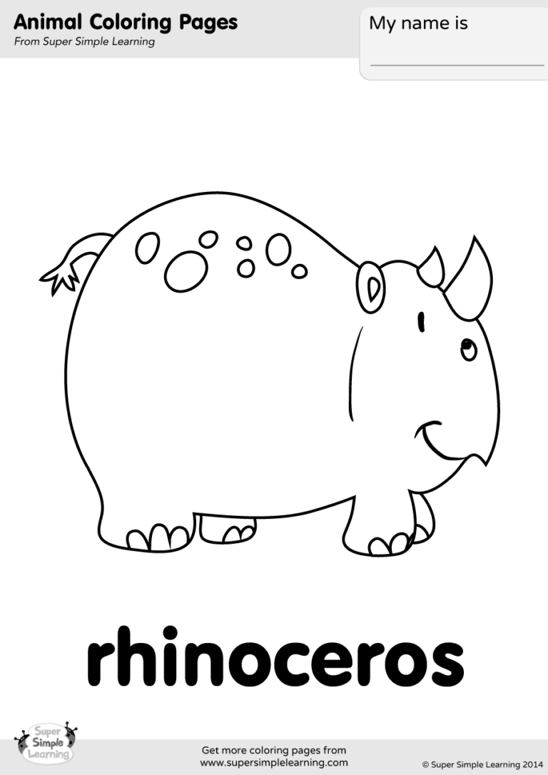 Rhinoceros Coloring Page - Super Simple