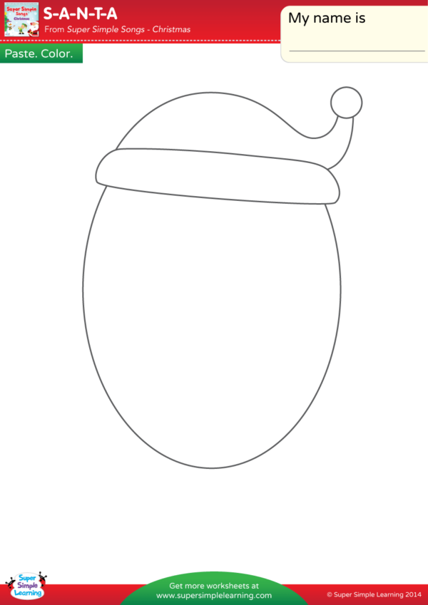 S-A-N-T-A Worksheet - Make A Santa Face - Super Simple