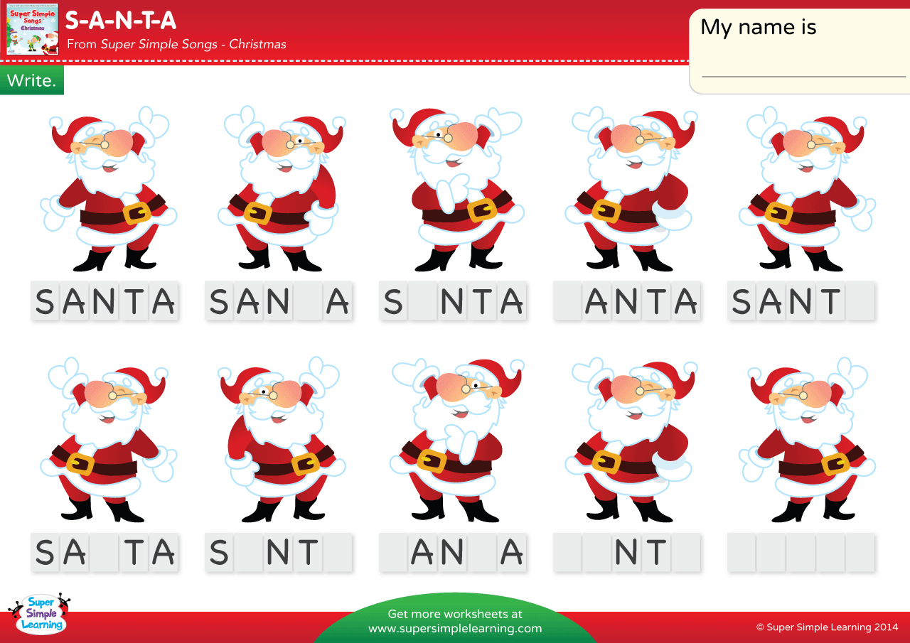 S-A-N-T-A Worksheet - How Do You Spell Santa? (1) - Super Simple