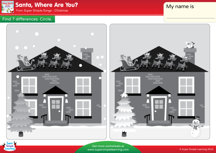 Santa, Where Are You? Worksheet - Find The Differences - Super Simple