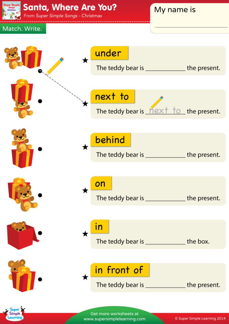 Santa, Where Are You? Worksheet - Match & Write - Super Simple