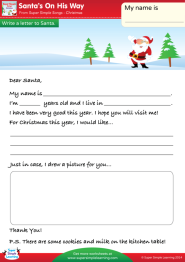 Santa's On His Way Worksheet - A Letter To Santa - Super Simple