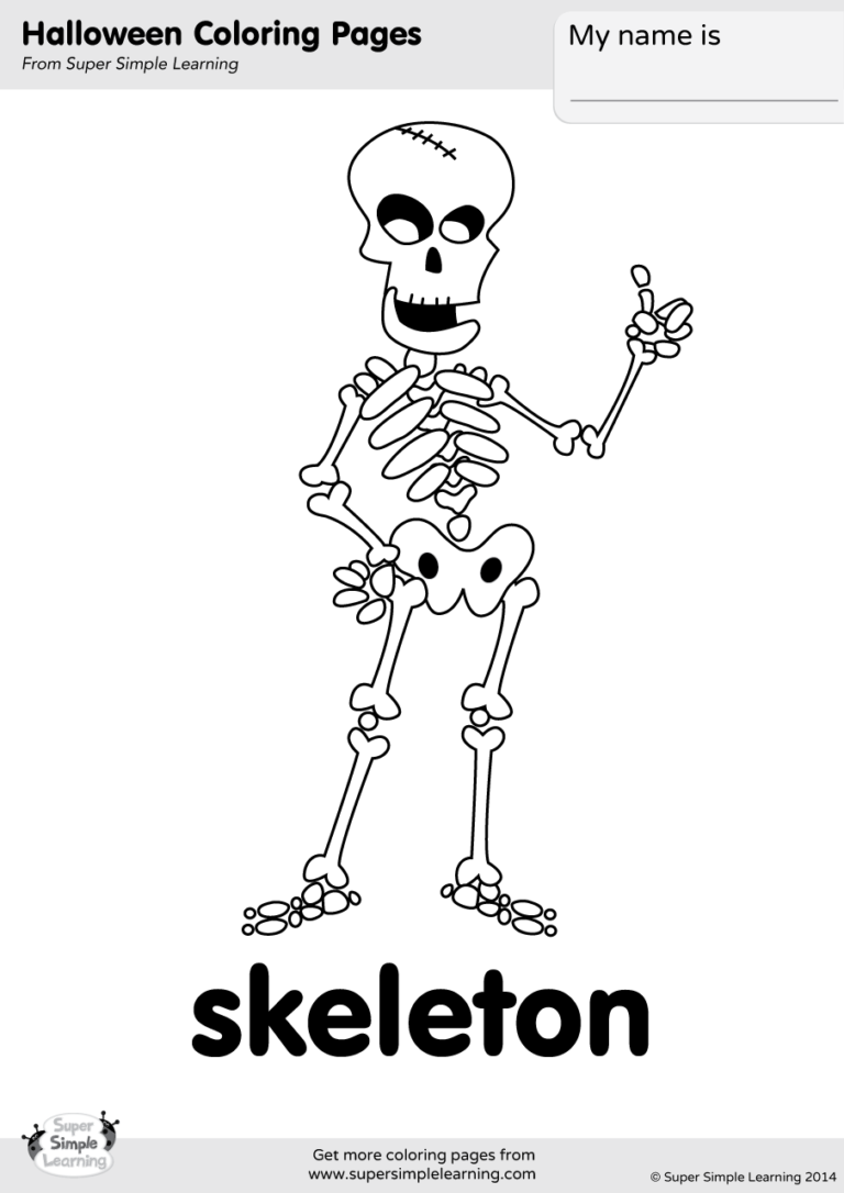 Skeleton Coloring Page - Super Simple