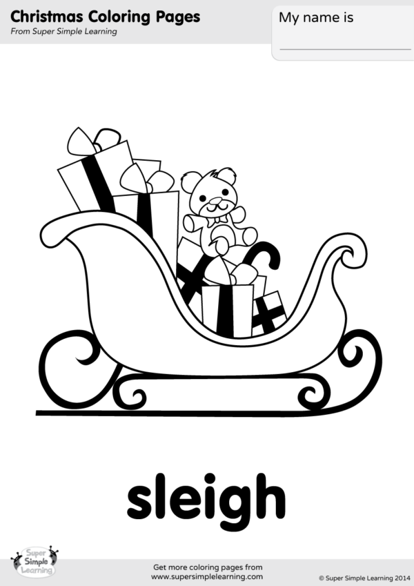 Sleigh Coloring Page - Super Simple