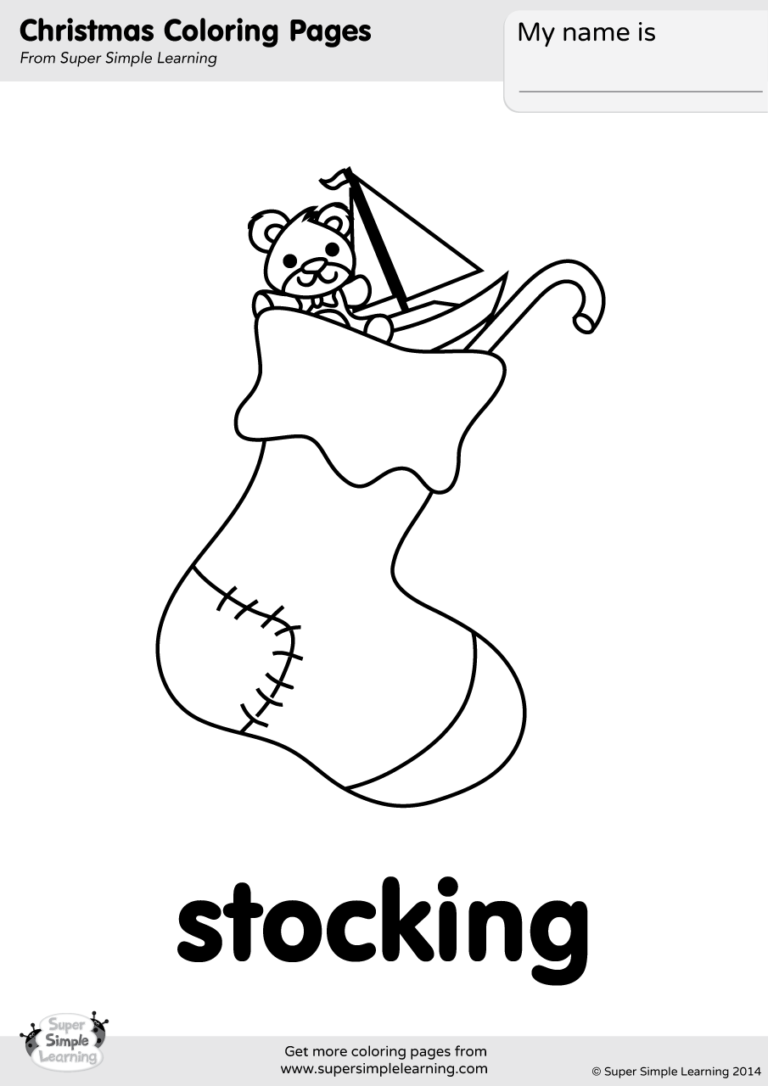 Stocking Coloring Page - Super Simple