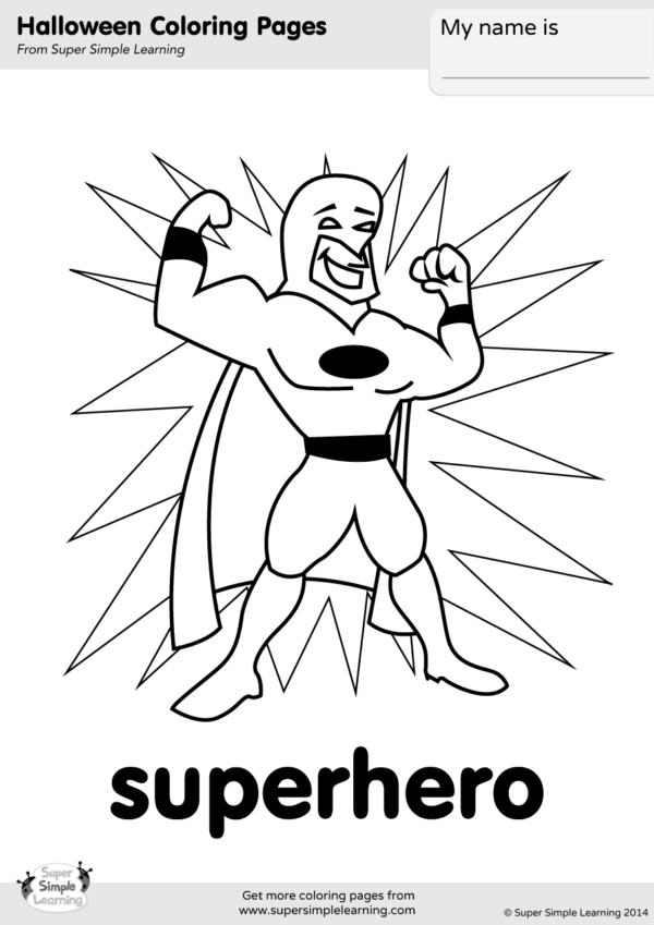 Superhero Coloring Page - Super Simple