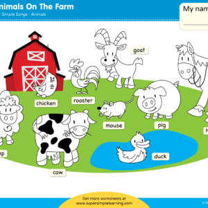 The Animals On The Farm Worksheet - Fill In The Blanks - Super Simple