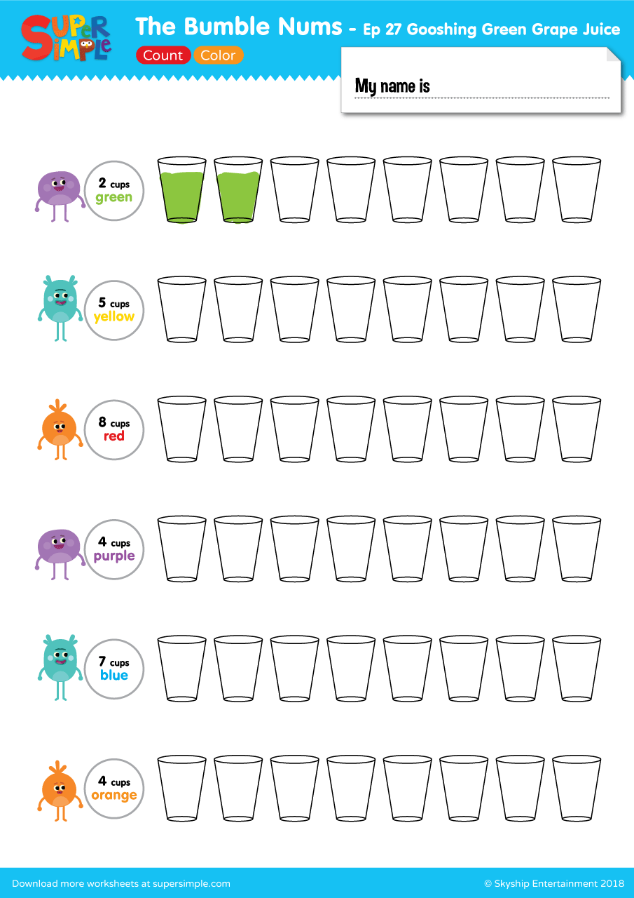 The Bumble Nums – Ep 27 – Count & Color 2 - Super Simple