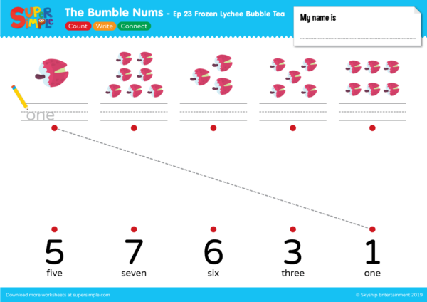 The Bumble Nums - Ep 23 - Count, Connect, Write - Super Simple