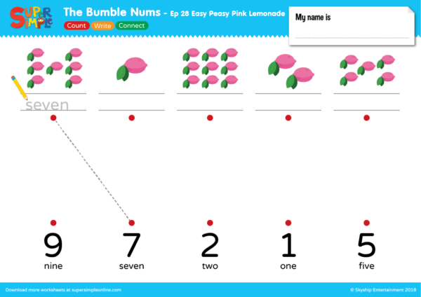 The Bumble Nums – Ep 28 – Count, Connect, & Write - Super Simple