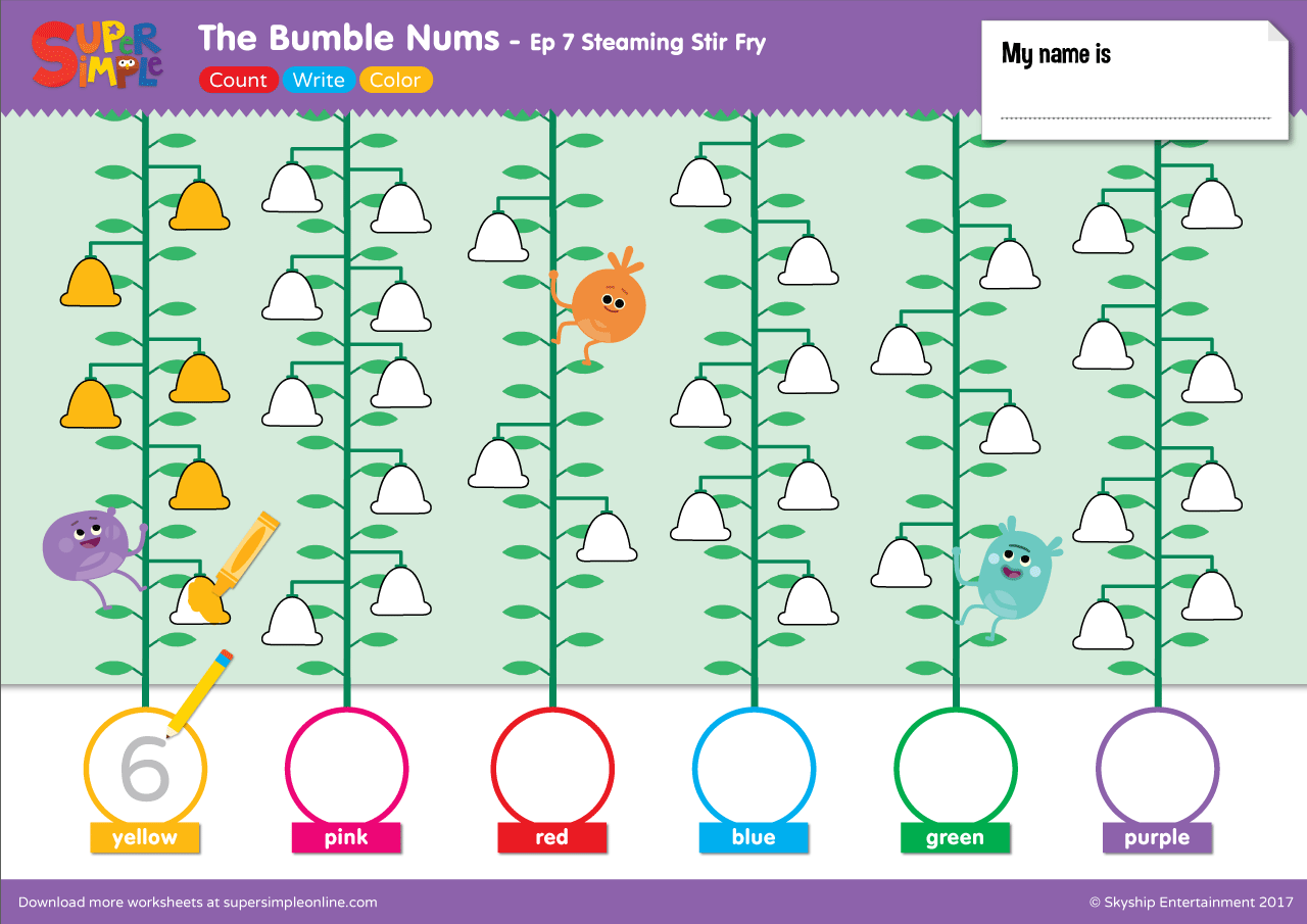 The Bumble Nums - Ep 7 - Count, Write, & Color - Super Simple
