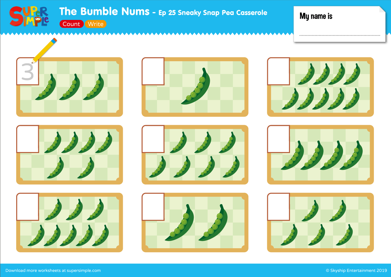 The Bumble Nums - Ep 25 - Count & Write - Super Simple