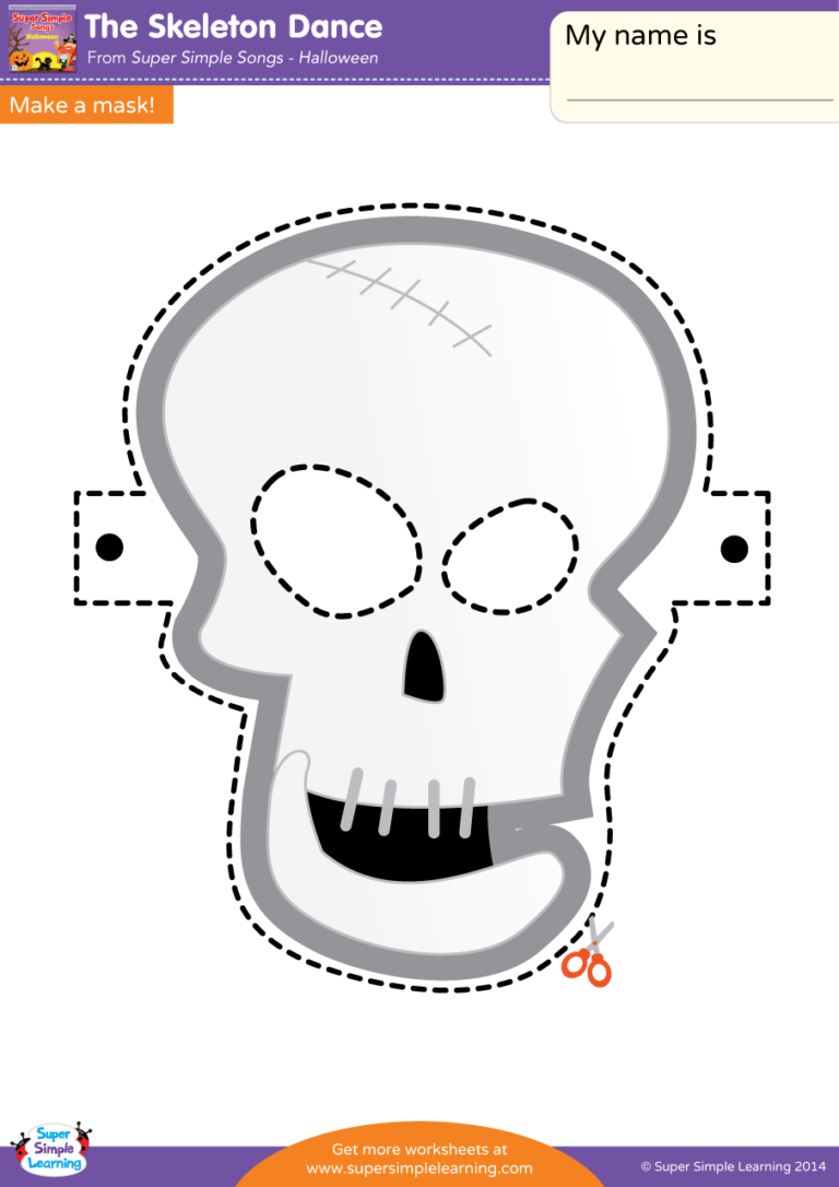 The Skeleton Dance Worksheet - Make A Mask! - Super Simple