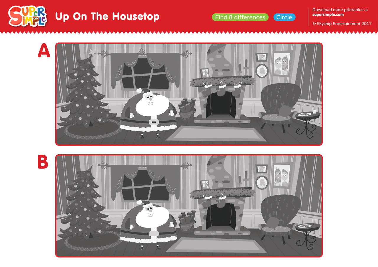 Up On The Housetop - Find The Differences - Super Simple