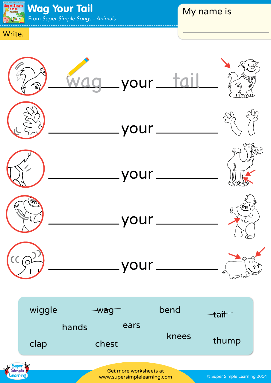 Wag Your Tail Worksheet - Write - Super Simple