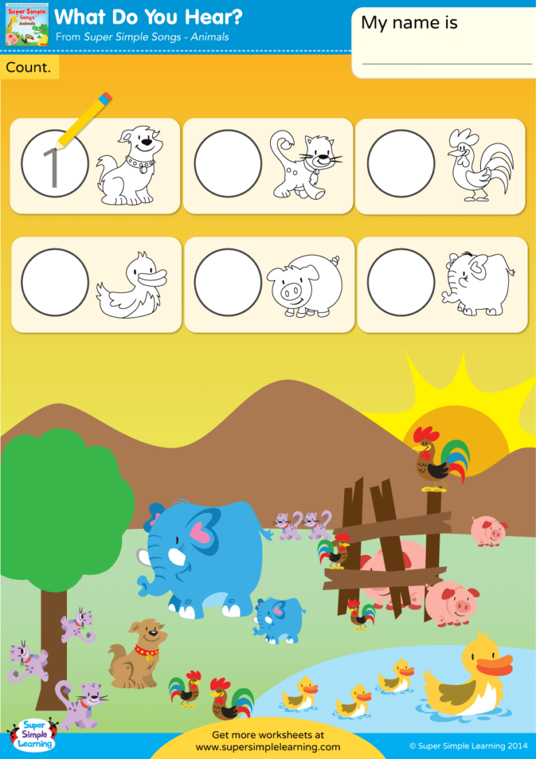 What Do You Hear? Worksheet - Find & Write - Super Simple
