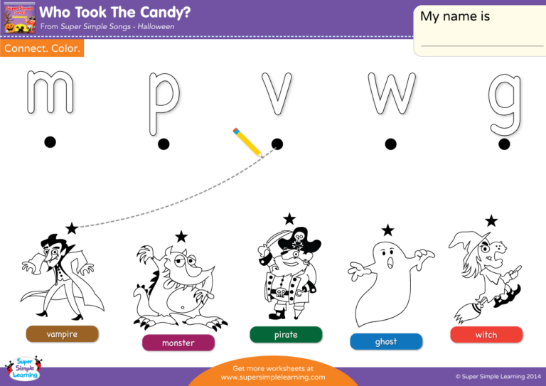 Who Took The Candy? Worksheet - Lowercase Letter Matching - Super Simple