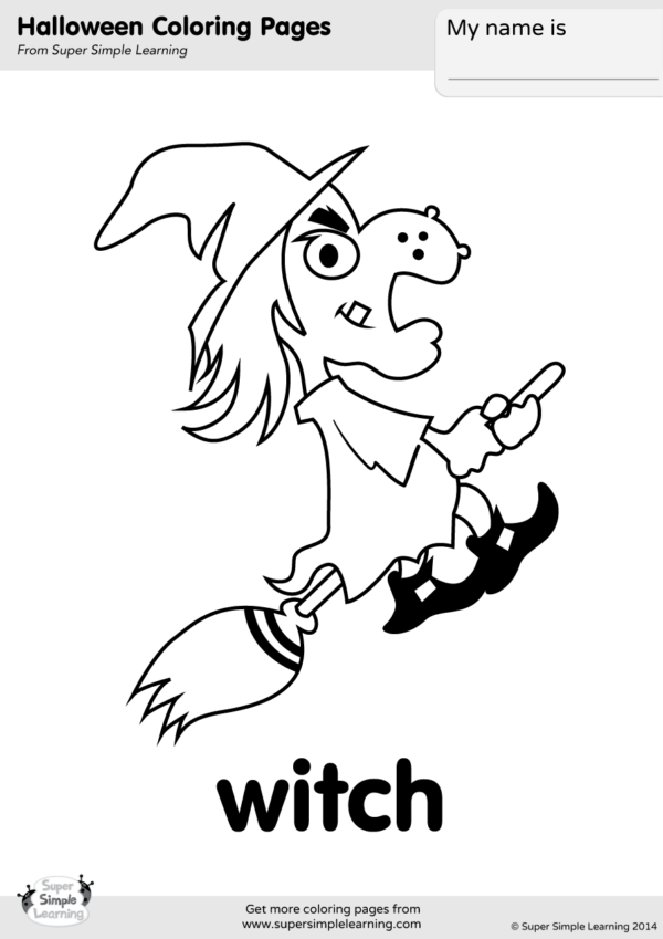 Witch Coloring Page - Super Simple