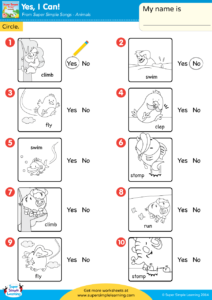 Yes, I Can! Worksheet - Yes Or No? - Super Simple